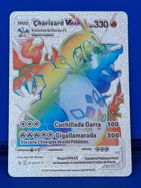 CARTE POKÉMON ESPAGNOLE Charizard Vmax 074/073 Plaquée Argent EUR 19,90 ...