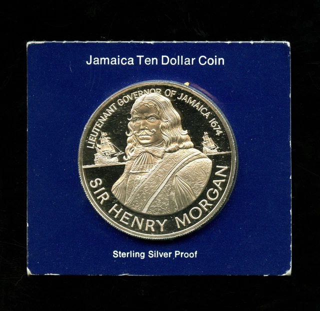 1974 JAMAICA 10 Dollar Silver Coin "Sir Henry Morgan" (42.8 Grams .925 ...