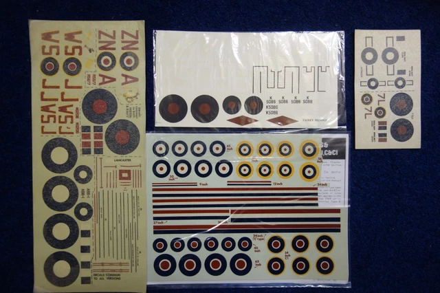 BRITISH RAF WW2 + postwar Aircraft decals model kit 1/72 - job lot £6. ...
