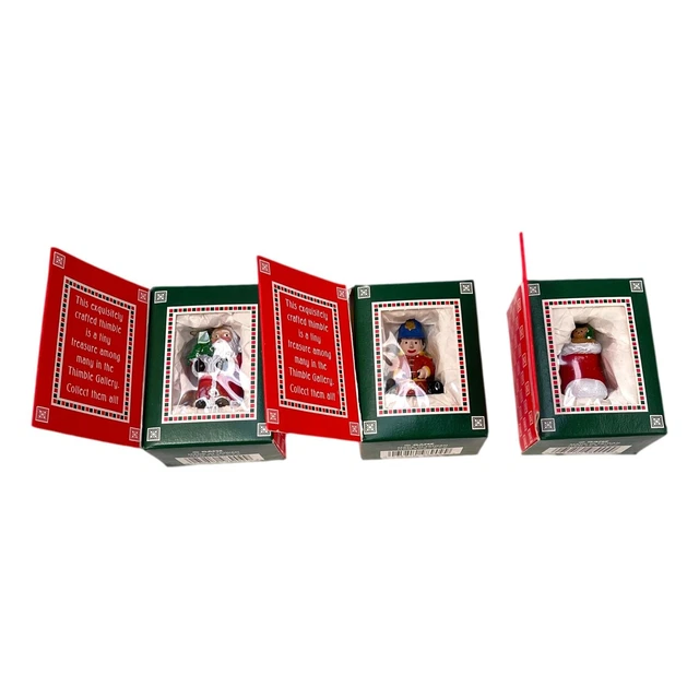 GANZ THIMBLE GALLERY Thimbles Lot 3 Pewter Enamel Santa Stocking ...