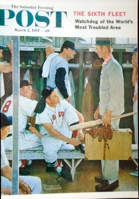 1980S+ “THE ROOKIE” Painting, 1957, Norman Rockwell, Boston Red Sox ...