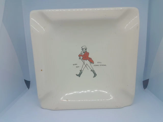VINTAGE JOHNNY WALKER Whisky E&A Buckling Ceramic Ashtray Mancave Decor ...