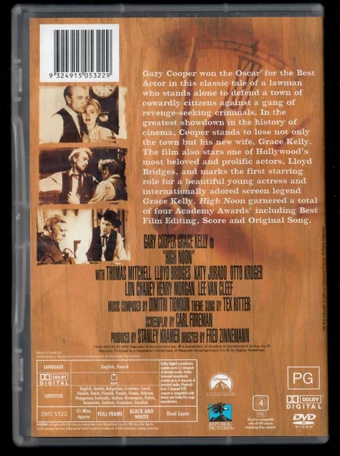 HIGH NOON (DVD, 1952) Gary Cooper Grace Kelly $7.49 - PicClick AU