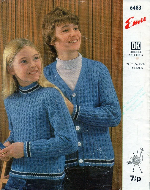 ~ VINTAGE 1970'S Emu Knitting Pattern For Child's Ribbed Cardigan ...