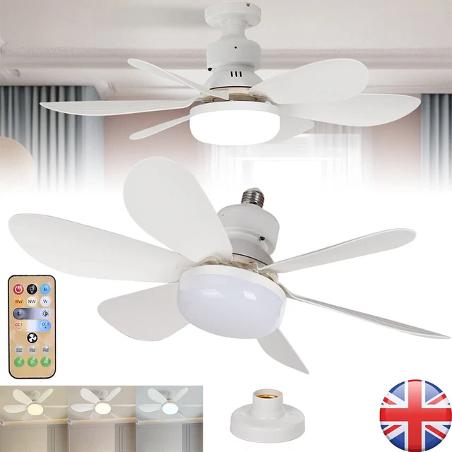 MODERN LED CEILING Fan with Light Dimmable E27 Bedroom Living Room Fan ...