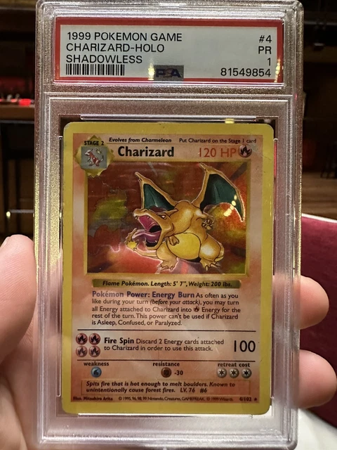 POKEMON CARD PSA 1 Charizard Shadowless Rare Base Set 4/102 EUR 256,72 ...