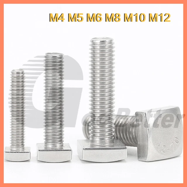 M4 M5 M6 M8 M10 M12 A2 Stainless Steel Square Head Screws Fully ...