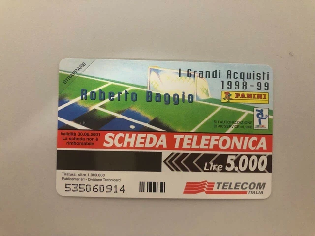SCHEDA TELEFONICA I Grandi Acquisti 1998/99 Roberto Baggio EUR 5,50 ...