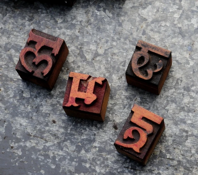 DEVANAGARI CARACTÈRES INDIENS lettres d'imprimerie en bois typographie ...