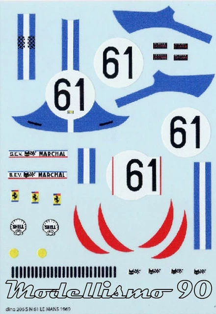 DECAL SHEET 1/43 Ferrari 206S NART #61 Le Mans 1969 NEW Miesseut ...