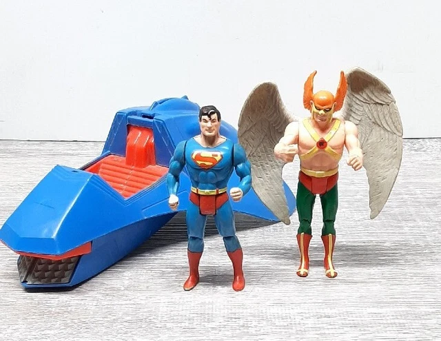 VINTAGE KENNER SUPER Powers Superman Hawkman Supermobile Figures Lot ...