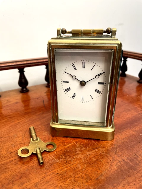 EXCELLENT SMALL ANTIQUE Brass Mantel Carriage Clock With Key £0.99 ...