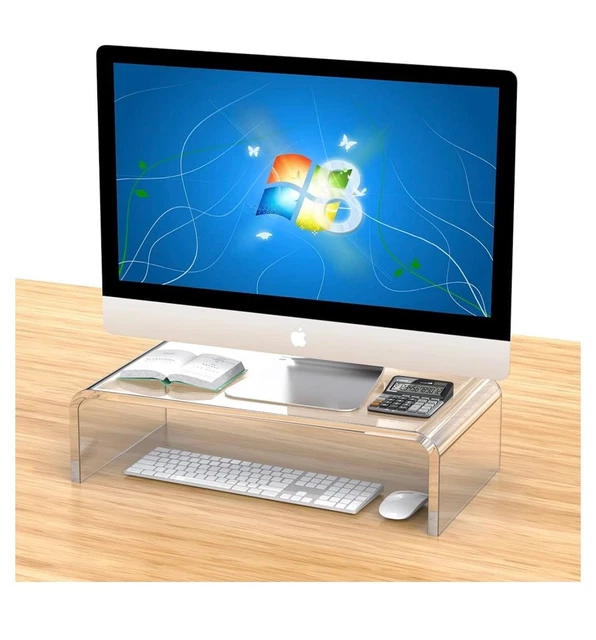 ACRYLIC MONITOR STAND Riser Acrylic Laptop Stand Riser Clear Computer ...