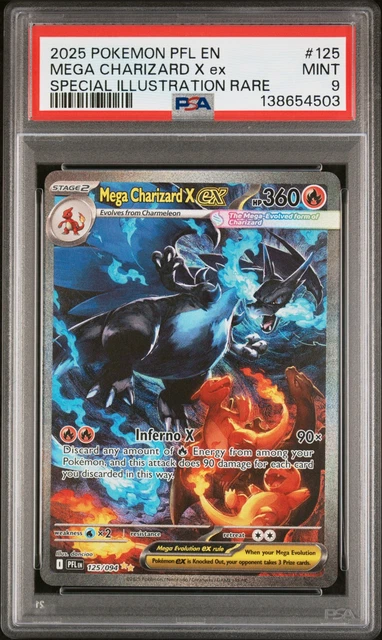 2025 POKEMON PFL En-Phantasmal Flames #125 Mega Charizard X Ex Psa 9 £ ...