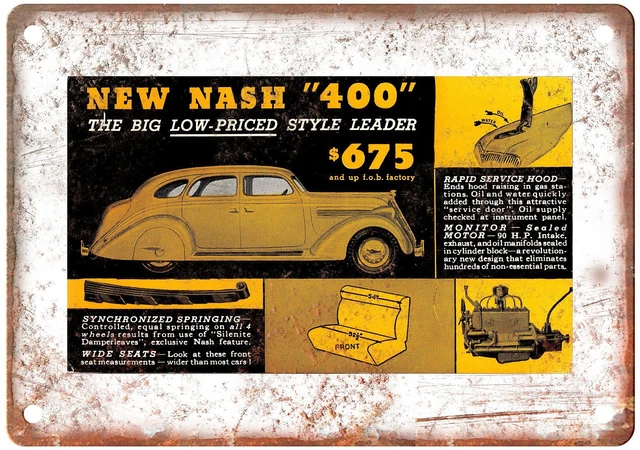 VINTAGE 1935 NASH Automobile Ad Retro Look Reproduction Metal Sign ...