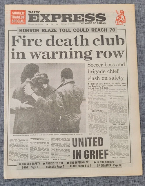 DAILY EXPRESS 13 May 1985 Bradford City Football Inferno Newspaper £19. ...
