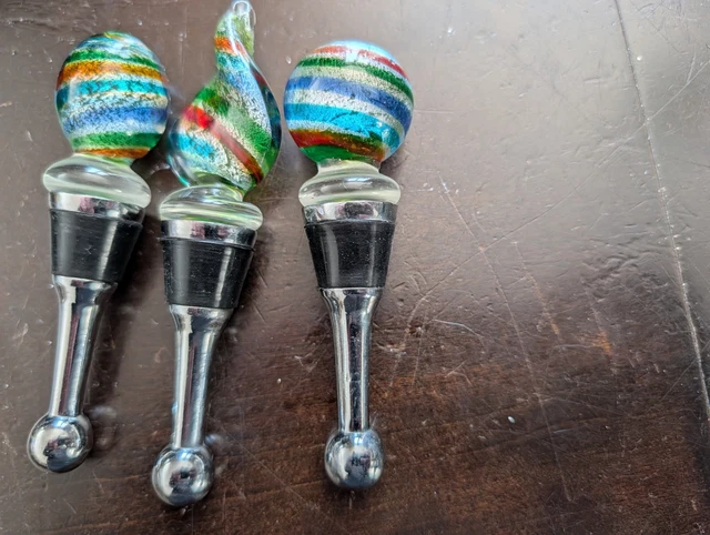 MURANO STYLE MILLEFIORI Blown Glass Wine Bottle Stopper Unbranded ...