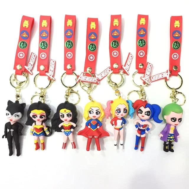 JOKER HARLEY QUINN 3D Cartoon Keychains Cute PVC Pendants Keyrings Boys ...