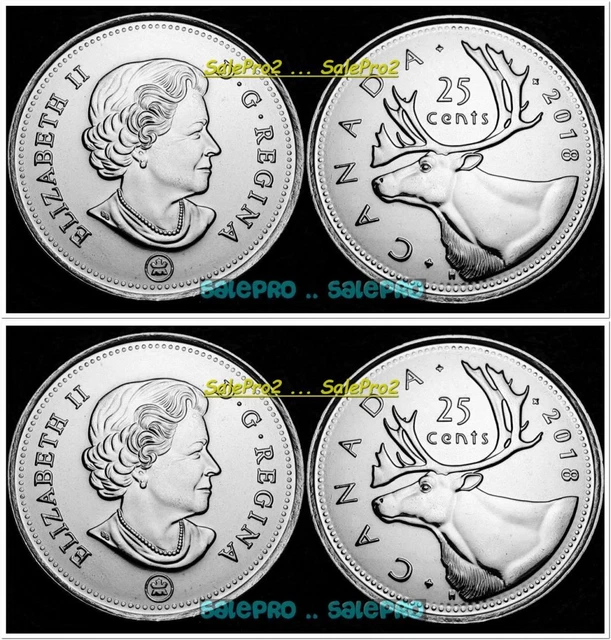 2X CANADA 2018 CANADIAN QUARTER QUEEN ELIZABETH II NEW 25 CENT COIN LOT ...