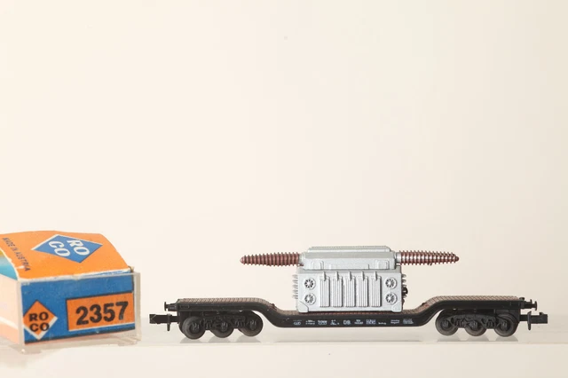 CAMION LOURD ROCO échelle N 2357 wagon à chargement surbaissé avec transformateur EMBALLAGE D ...