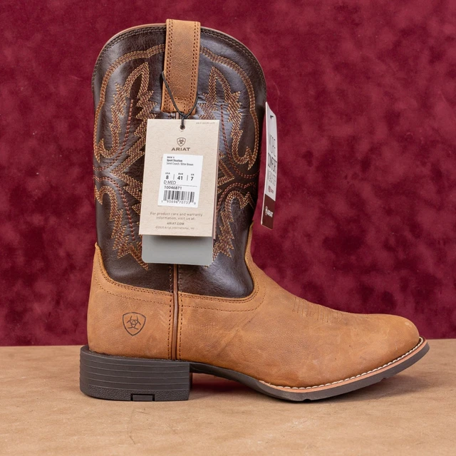 ARIAT MEN SPORT Stratten Cowboy Brown Leather Round Toe Boots 8US EUR41 ...