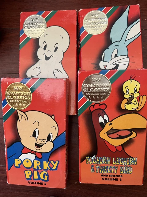 4 VINTAGE VHS Cartoon Classics Collection Porky Pig Bugs Bunny Casper ...