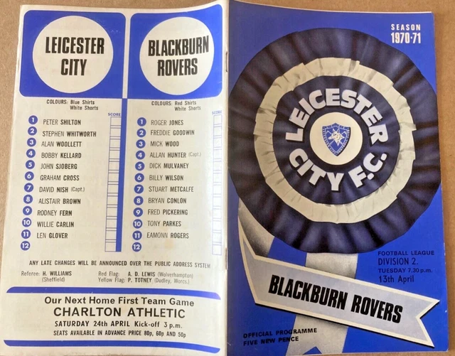 1970-71 DIV 2 Leicester City v Blackburn Rov Programme + Football ...