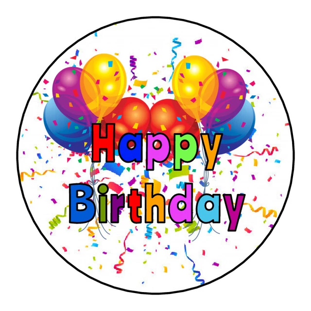 HAPPY BIRTHDAY ENVELOPE seals Designer Stickers Labels Birthday silver ...