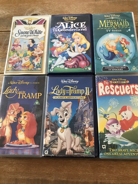 BUNDLE OF 6 Childrens Disney VHS Videos Alice In Wonderland Lady & The ...