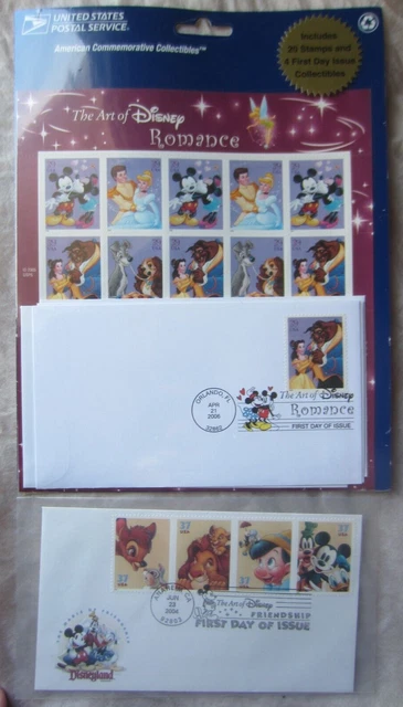 DISNEY ROMANCE USA First Class Stamp Sheet 5 Plus First Day Issue ...