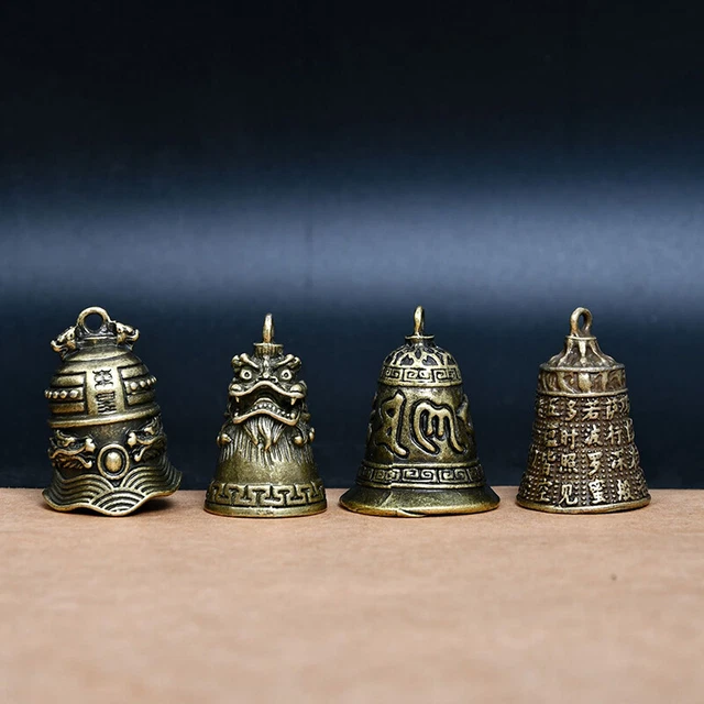ANTIQUE BELL MINI Sculpture Pray Guanyin Bell Feng Shui Bell Buddhism ...