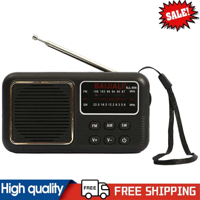MINI PORTABLE RADIO Full-Wave Band Battery 500mAh AM/FM Radio Receiver ...