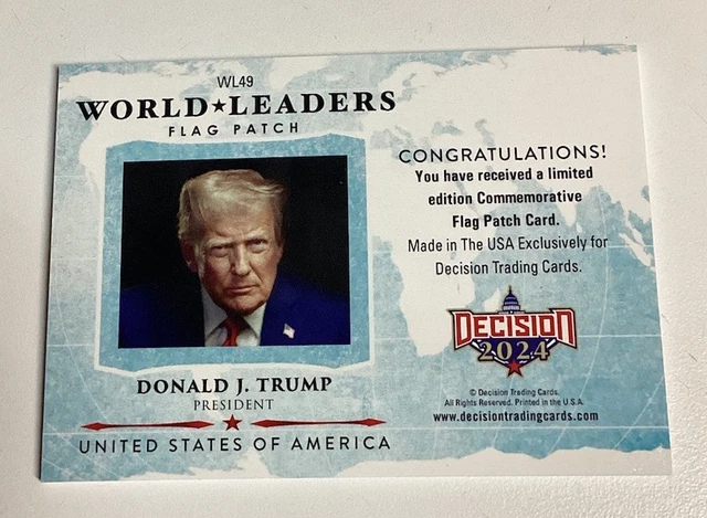2024-2025 DECISION UPDATE DONALD J. TRUMP World Leaders Flag Patch Card ...