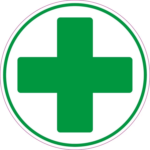 FIRST AID CROSS Circle health and safety signs Sticker warning first ...