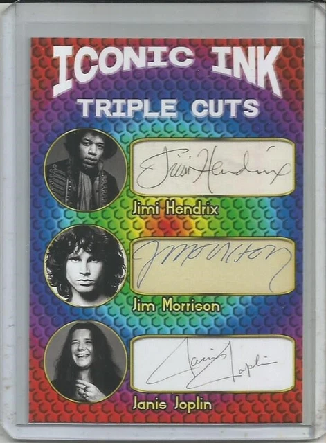 JIMI HENDRIX-JIM MORRISON-JANIS Joplin-Triple Cut Facsimile Autos Card ...