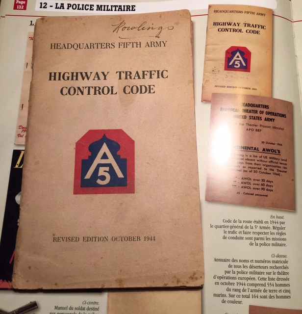 WW2 US ARMY 1944 Mp 5Th Army Italy Highway Traffic Control, Code EUR 37,50 - PicClick FR