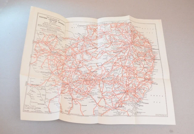 BUS COACH TIMETABLE Route Map Eastern Counties Omnibus Co. May 1956 £10 ...