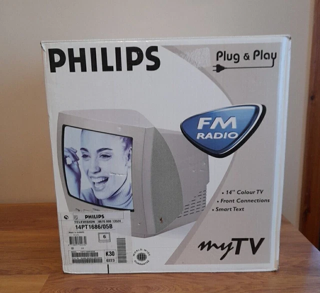 PHILIPS 14 INCH CRT TV Vintage Retro Gaming Blue With Remote 14PT1686 ...