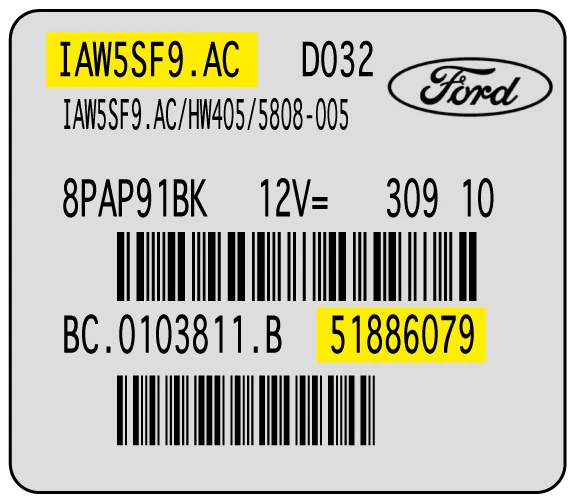 EASY FIT FORD KA ECU AW5SF9.AC 51903151 51899840 5188607 MISFIRE PLUG ...