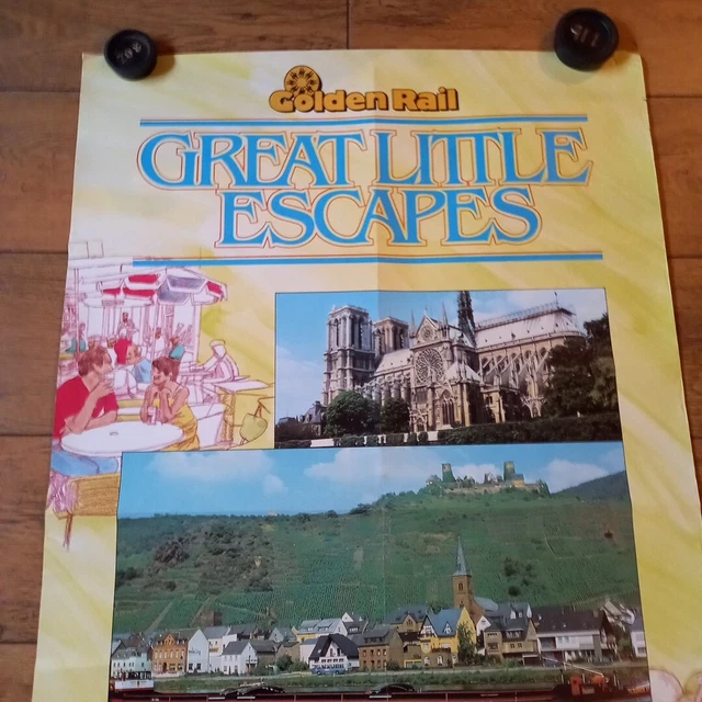 RARE 1980S BRITISH RAILWAYS POSTER, GOLDEN RAIL 'GREAT LITTLE ESCAPES ...