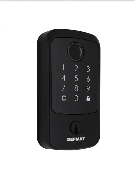 DEFIANT SMART FINGERPRINT Deadbolt Matte Black Wi-Fi Hubspace 1009 561 ...