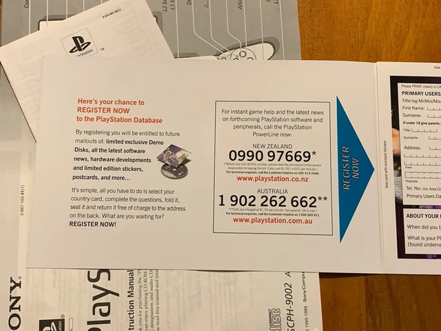 SONY PLAYSTATION PS1 User Instruction Manual SCPH-9002 A PAL English ...