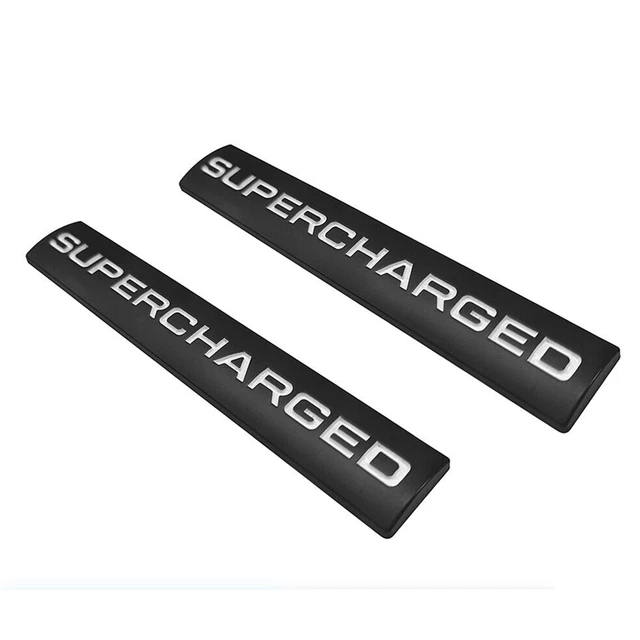 2X FOR RANGE Rover SUPERCHARGED Emblem Black Aluminum Sticker Side ...