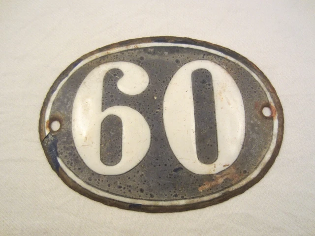 EMAIL EMAILLE EMAILLIERT HAUSNUMMER 60 o. 09 NUMMER METALL SCHILD OVAL ...