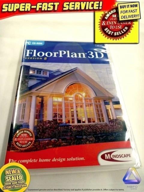 FLOORPLAN SOFTWARE FOR Windows PC (NEW) 3D+2D CAD design floor plan building DIY £40.83 ...