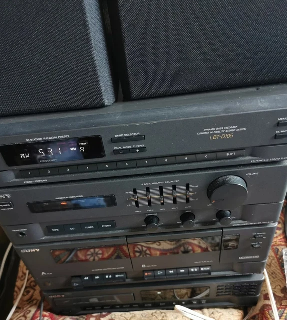 SONY LBT-D105 HIFI Cd Player Tuner Tape Deck 2 Speakers. Works But Read ...