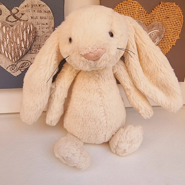 JELLYCAT SMALL CREAM Bashful Bunny Rabbit whiskers and beanie feet soft ...