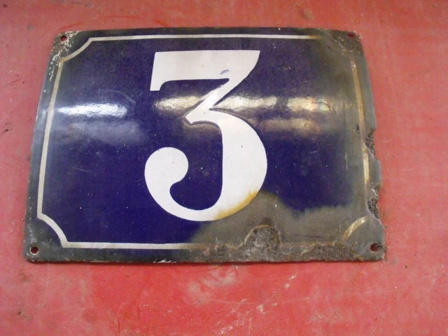 ANCIENNE PLAQUE DE RUE ÉMAILLÉE N° 3 15X20, garage,moto,scooter,garage,voiture EUR 19,00 ...