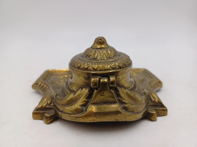 1920S ERA INKWELL Mod Brevet Art Nouveau Style Brass Antique Vintage ...
