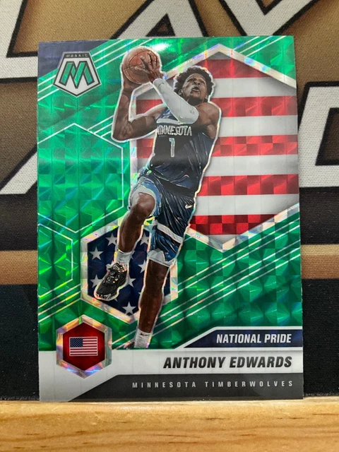 ANTHONY EDWARDS GREEN National Pride Prizm 2020-21 Panini Mosaic Card ...
